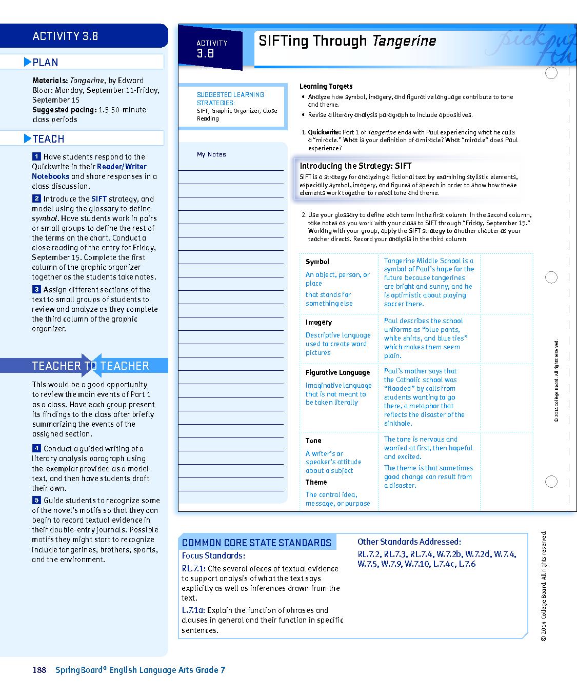 Springboard English Language Arts Grade 7 Answer Key Unit 1